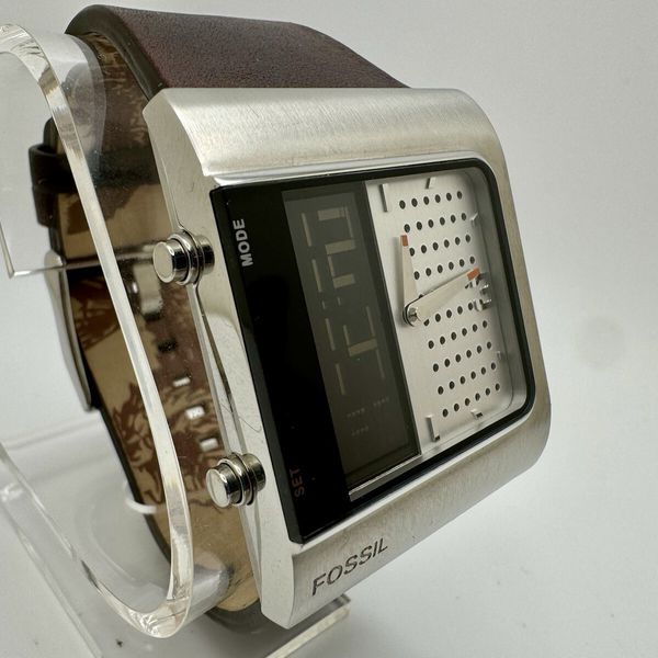 FOSSIL WATCH JR 9387 Digital & Analog 40mm Stainless Steel Rare Men's ...