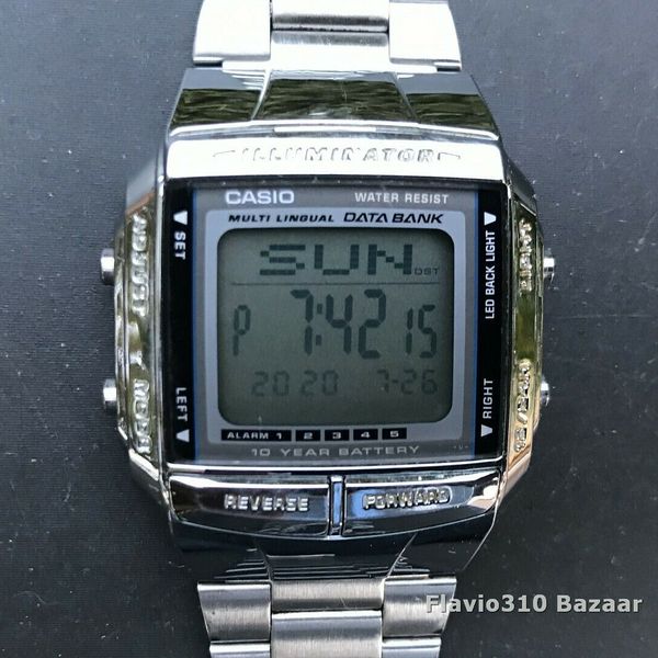 CASIO DB-360-1AV (2515) Data Bank Multi Lingual Silver Tone 34mm watch ...