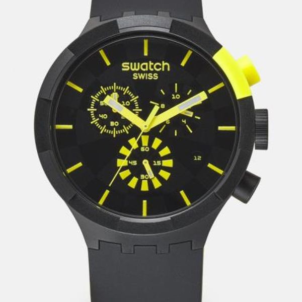 Swatch RACING PLEASURE - Chronograph watch - black/yellow men ...