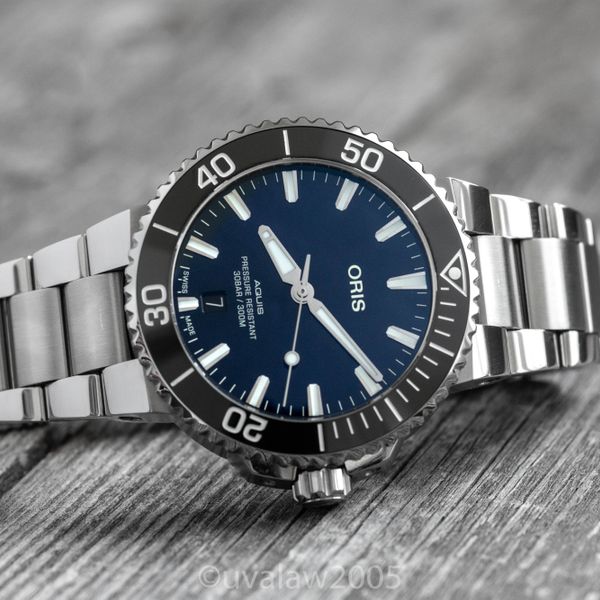 FS: Oris Aquis 41.5mm Dive Watch, Blue Dial / Black Bezel, OEM Bracelet ...