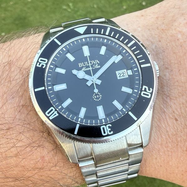 Bulova Marine Star Quartz Menâ s Diver 98B203 43mm, 7.5â max wrist size ...