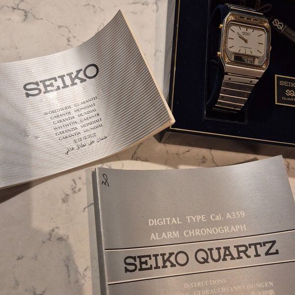 Seiko quartz vintage alarm chronograph watch with digital display ...