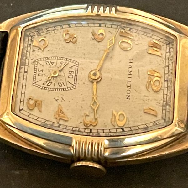 Vintage 1933 Hamilton 987F Men's Watch Art Deco Running Ticks 14K GF ...