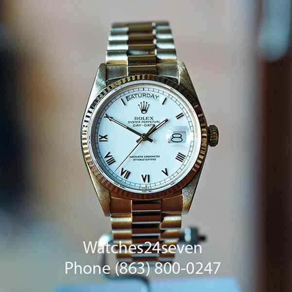 Fs Rolex President Datejust Yellow Gold, White Roman Dial Ref. 18038 ...
