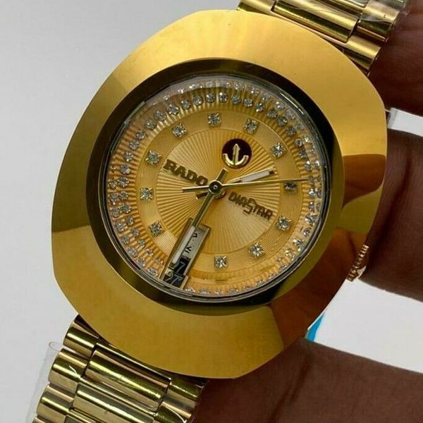Vintage Rado Diastar Automatic 36 MM Gold Plated White Stone Men's ...