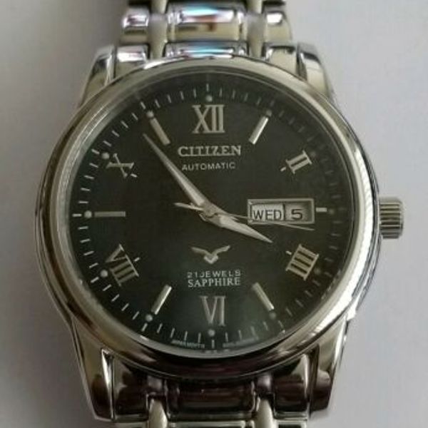 CITIZEN SAPPHIRE WATCH 8200-S047935 AUTOMATIC 23 JEWEL DAY-DATE WR-5bar ...