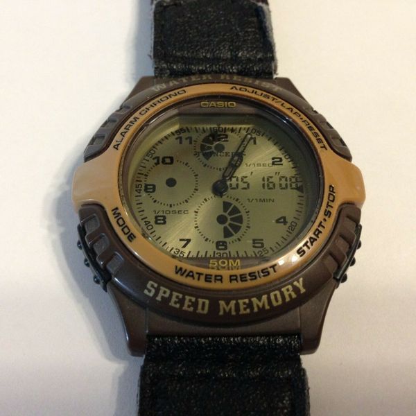 CASIO Twincept AWX-11 Analog w Digital Overlay 20 Lap Memory Chrono ...