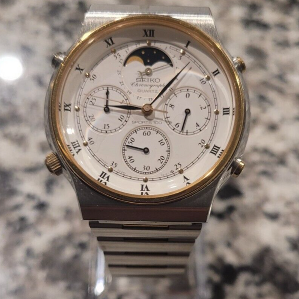 Seiko 7A48-7000 Moon Phase Chronograph Quartz WristWatch Vintage 1985 Japan | WatchCharts ...