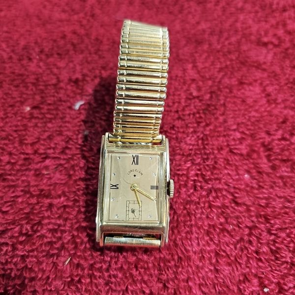 Lord Elgin mens Square Tank Style watch From 1940s Working. 21 Jewel ...