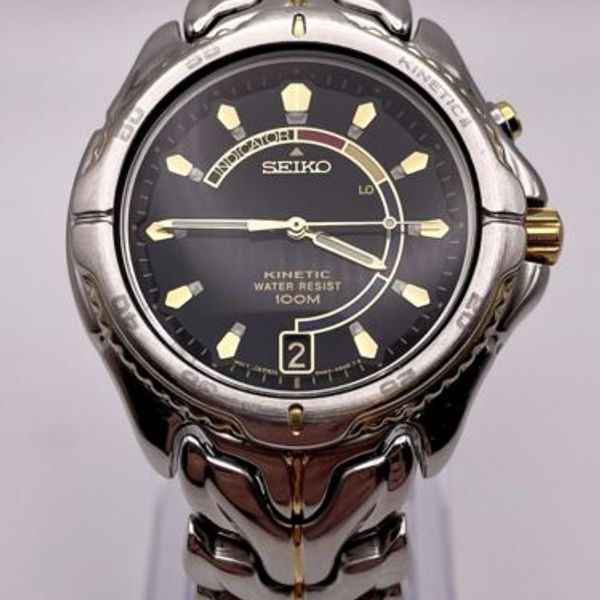 Seiko Kinetic WR 100M Two-Tone Men's Watch Sapphire 5M62-0B40 New ...