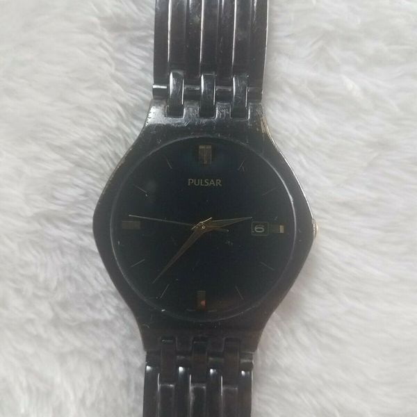 Pulsar by Seiko V732-X091 Black Tone Black Dial Mens Quartz Analog Date ...