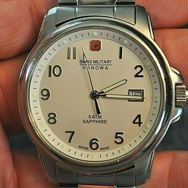 SWISS ARMY MILITARY HANOWA SWISS MADE SS QUARTZ WATCH w/SAPPHIRE ...