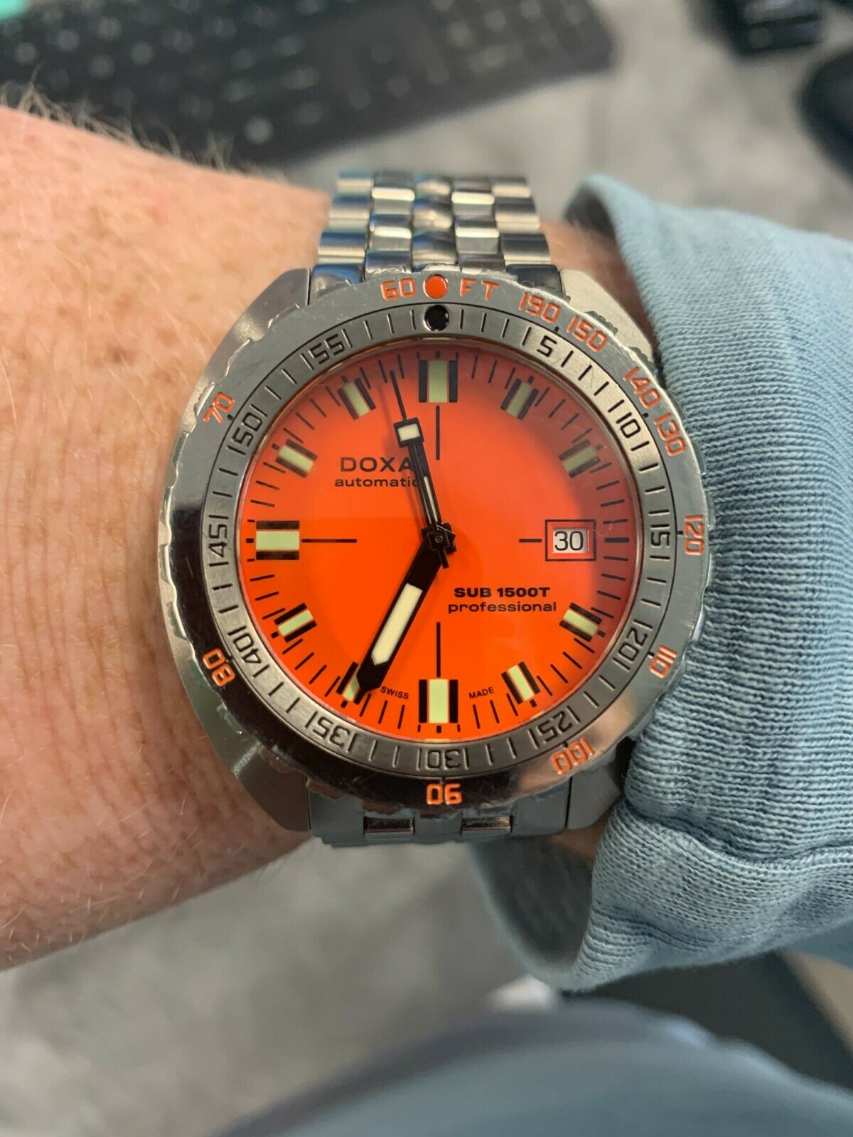 Doxa SUB 1500T Professional Dive Watch Excellent+ Orange Face ...