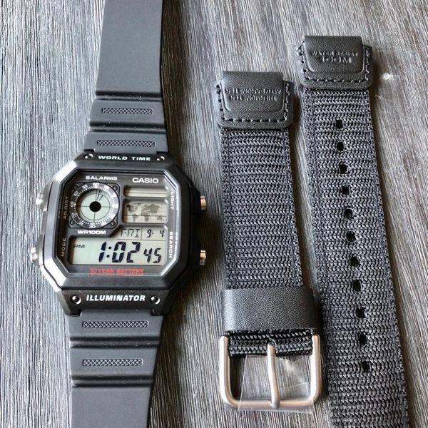 FS: LNIB Casio World Time AE1200WH-1A "Casio Royale" with extra brand new nylon strap ...