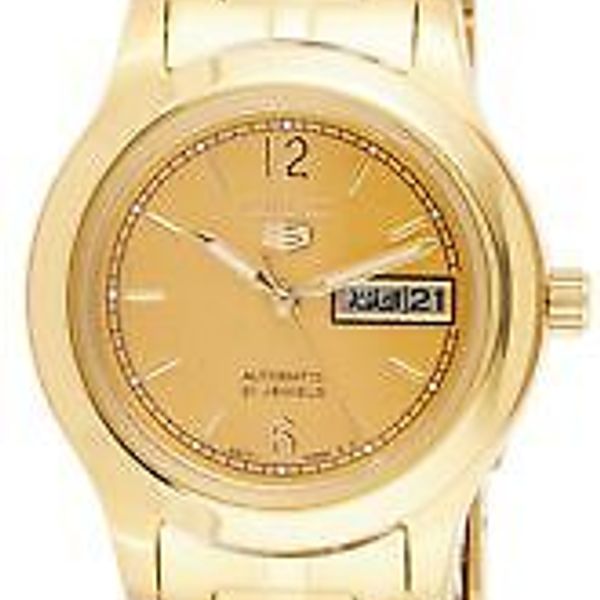 SEIKO Women's SYME02 5 Automatic Gold Dial Gold-Tone Stainless Steel ...