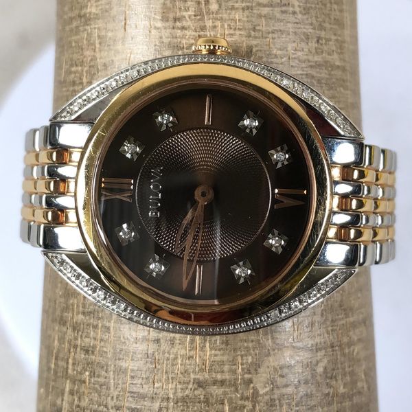 Bulova Watch Womens 31mm Two Tone Diamond Markers Sapphire Crystal ...
