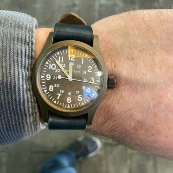 Hamilton H69449961 Khaki Field Mechanical Hand wound Watch “Earth PVD ...