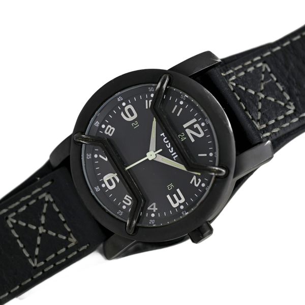 Fossil Military Style Watch Black PVD Case Crossbar Dial Contrast ...