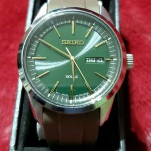 Dark Green Sunray Dial Solar Powered Men's Watch SNE529 | WatchCharts