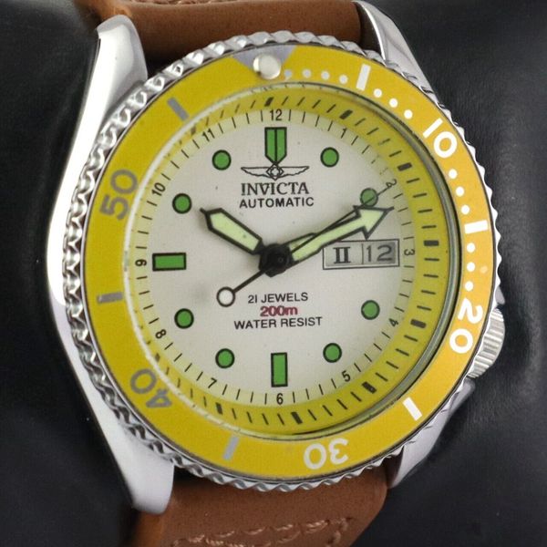 Beautiful INVICTA Diver Automatic Rotating Bezel D/D White Dial Working ...