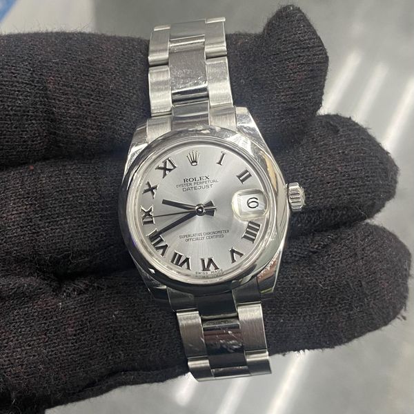 Rolex 178240 Lady DateJust 31mm Silver Roman Dial Smooth Oyster ...
