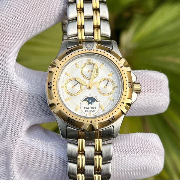 Vintage Casio Marlin Moon Phase Triple Calendar 20 Bar Japan Quartz ...