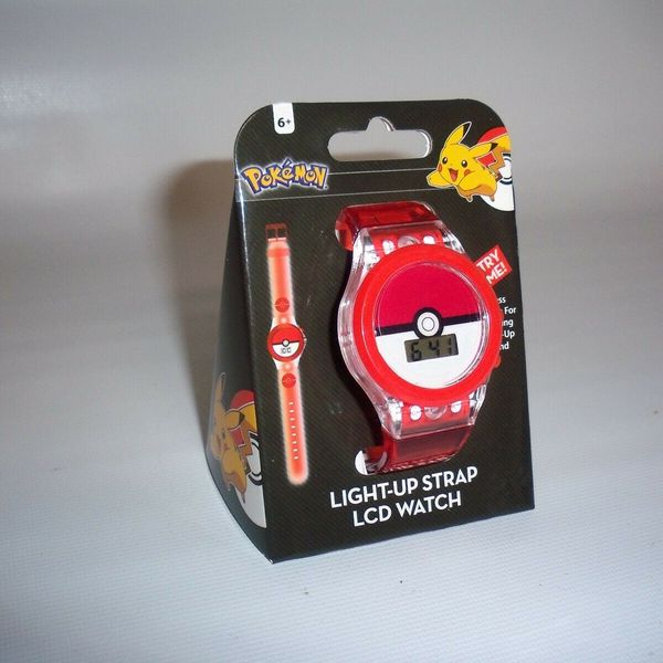 Nintendo Pokemon Pokeball LCD Hot Pink Watch With Light-Up Clear Strap ...