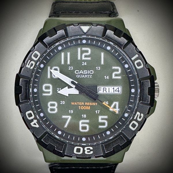 Casio 5474 MRW-210H Green face With Original Strap | WatchCharts ...