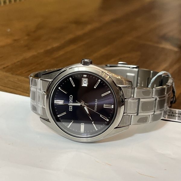 SEIKO Men's Blue Dial ESSENTIAL Titanium 40 mm Watch - SUR373 MSRP ...
