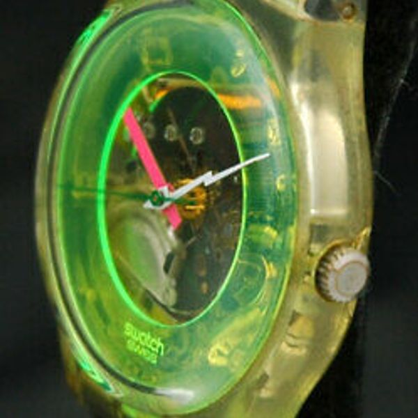 1985 Techno-Sphere SWATCH WATCH GENTS GK101 Lightning Bolt New Battery ...