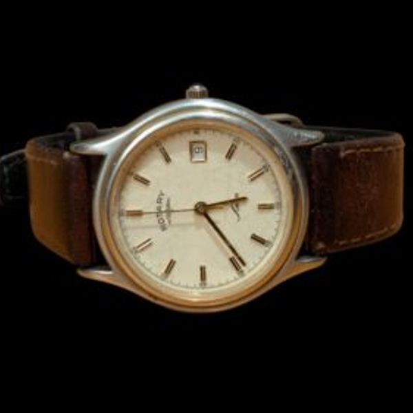 Rotary 'Surfer' Vintage Mens Watch Date Window Leather Strap Working ...