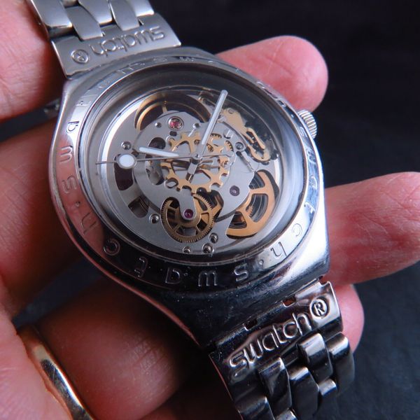 SWISS MADE SOLID STEEL CASE SWATCH ETA 2842 SKELETON AUTOMATIC MEN ...