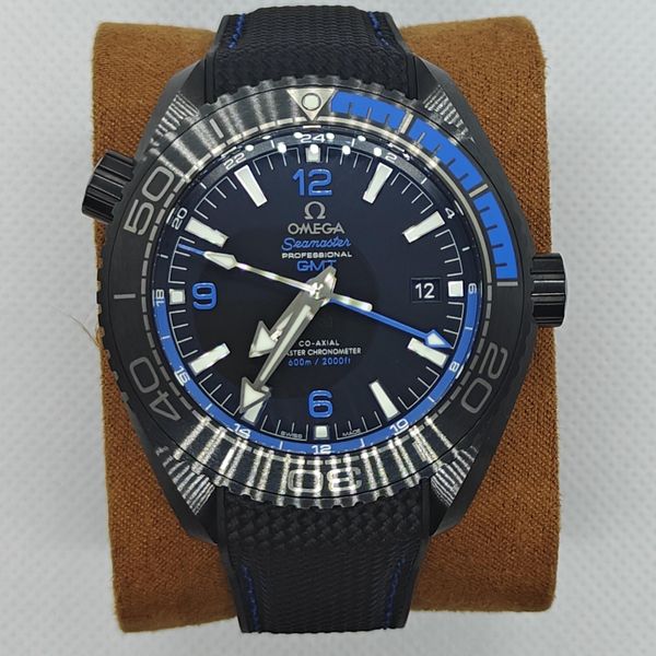 Omega Seamaster Co-Axial Planet Ocean Deep Black GMT Box Papers 215.92 ...
