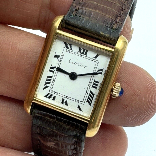 1970's Cartier Tank Roman Original Dial Manual Wind 18K Gold Plated ...