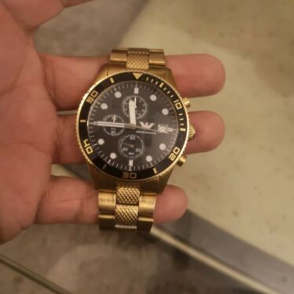 Emporio Armani AR5857 Stainlees Steel Chronograph Men's Watch - Gold ...