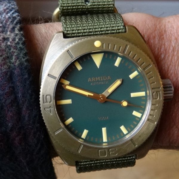 FS: Armida A7 BRASS Green Dial, Vintage Lume, No Date | WatchCharts ...