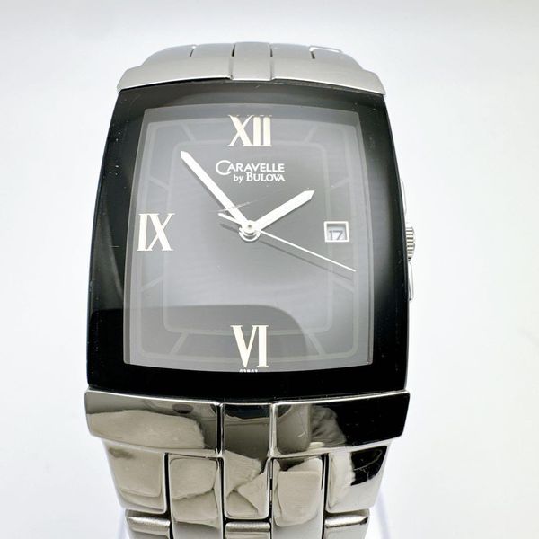 caravelle by bulova men's square watch with 3 hands and date ...