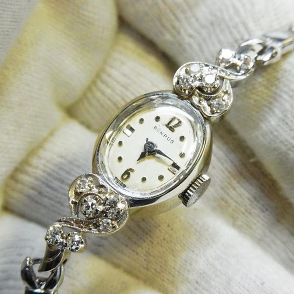 FS.Benrus Vintage Lady Benrus Diamond 14k White Gold watch ...
