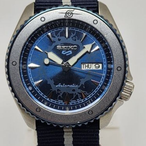 Vintage Seiko 5 Sports Naruto & Boruto Uchiwa Sasuke Limited Edition ...