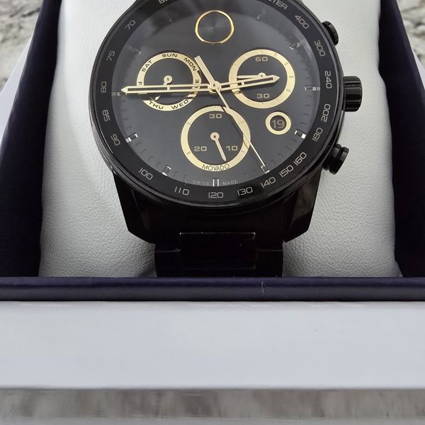 Movado Bold Verso Chronograph Quartz Black Stainless Steel Mens Watch ...