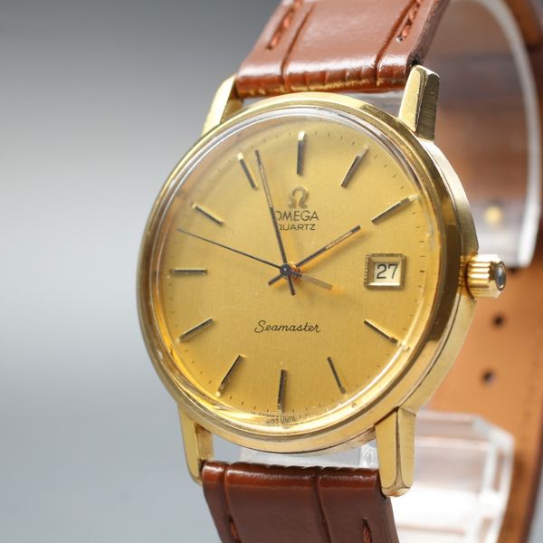 Vintage 1977 OMEGA Seamaster Quartz Cal.1342 Gold Date 34mm Men's Watch ...