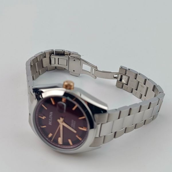 Bulova Surveyor 98B422 Men's Automatic Watch 39mm Red Dial Stainless ...