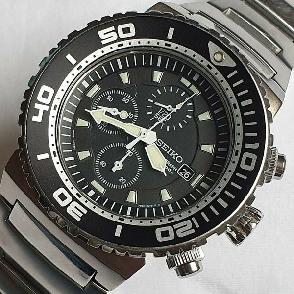 SEIKO CAESAR 200M Diver's Chronograph Steel Watch SNDA13 - Rare hard to ...