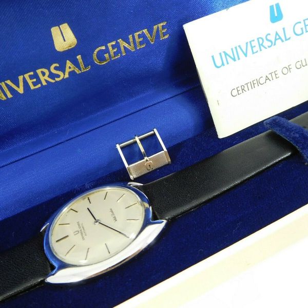 UNIVERSAL GENEVE "WHITE SHADOW" MICRO-ROTOR Cal. 1-66 With Original Box ...