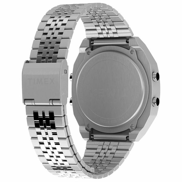 Timex T80 Steel Men's Digital Wristwatch Silver New in Original ...