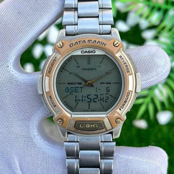 Vintage Casio ABX-68 Twincept World Time Data Bank Ana/Digi "Korean ...