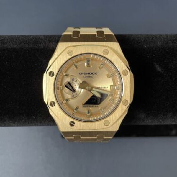Custom G-Shock GA2100 Casioak Custom Royal Oak Mod - Gold Steel Case ...