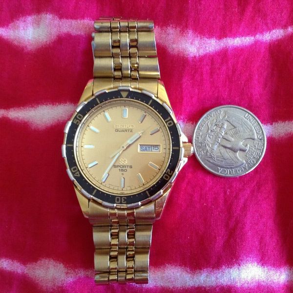 vintage watch mens SEIKO SQ quartz SPORTS 150 day date Japan 5H23-7D19 ...