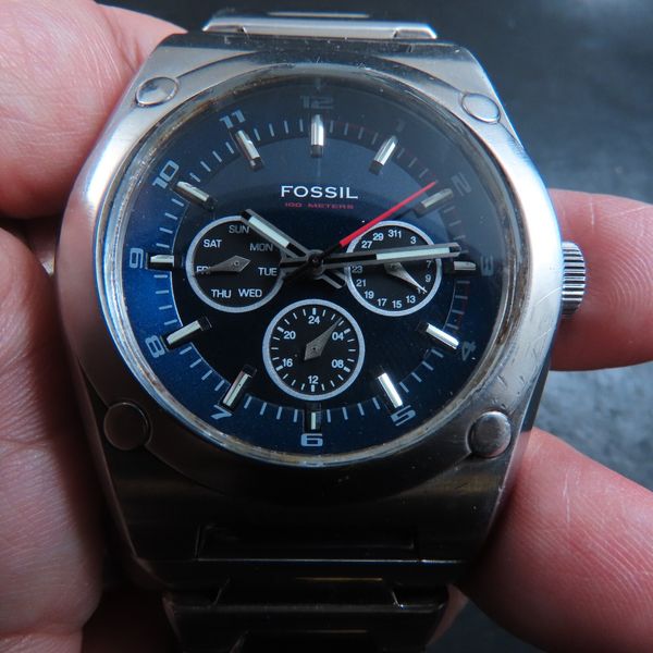 All Steel Fossil Daydate 24 Hours Quartz Men Watch | WatchCharts ...