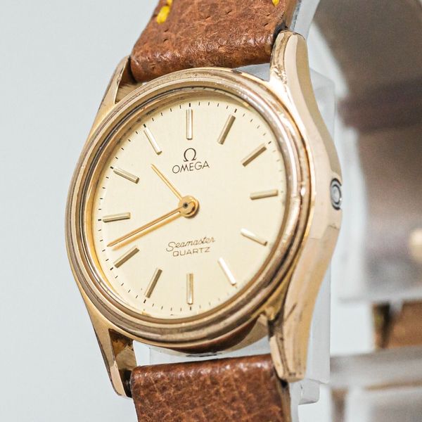 *NEAR MINT* Vintage OMEGA Seamaster Cal.1353 Quartz Push Crown Gold ...